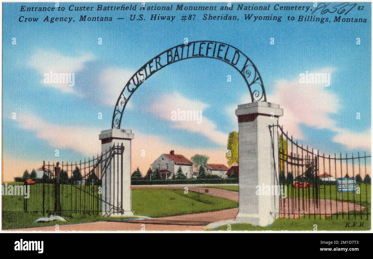 Entrance to Custer Battlefield National Monument and National Cemetery ...