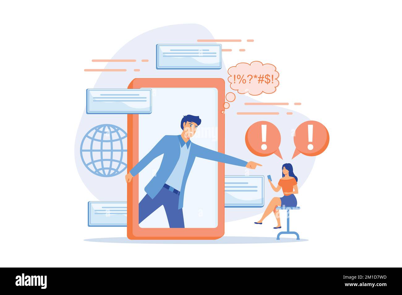 Bully in smartphone harassing, threatening and intimidating upset ...