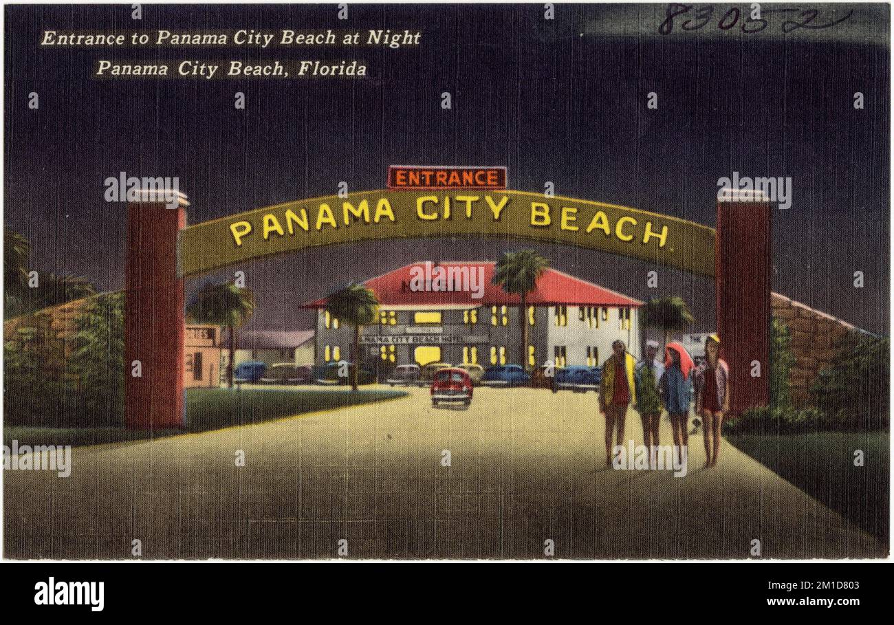 Entrance to Panama City Beach at night, Panama City Beach, Florida ...