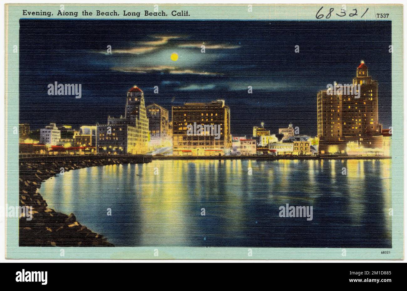 Evening, along the beach, Long Beach, Calif. , Cities & towns, Tichnor ...