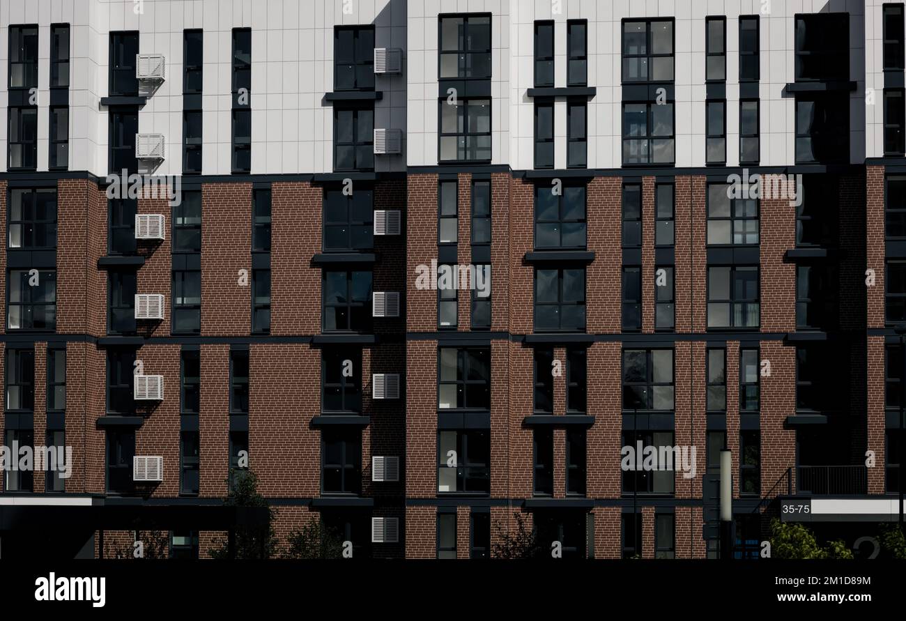 facade of the building. geometric patterns from windows and balconies ...