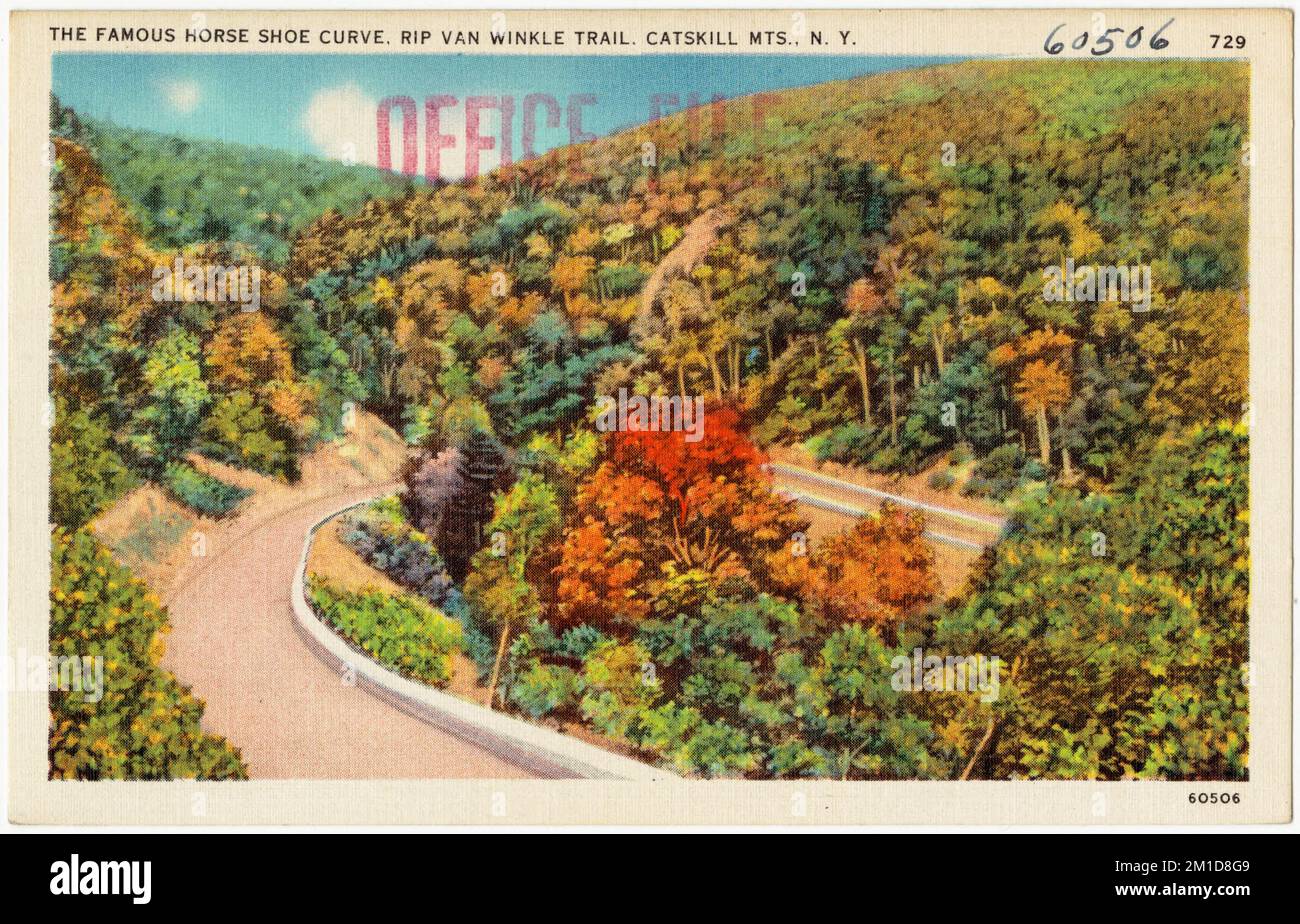 The famous horse shoe curve, Rip Van Winkle Trail, Catskill Mts., N. Y ...