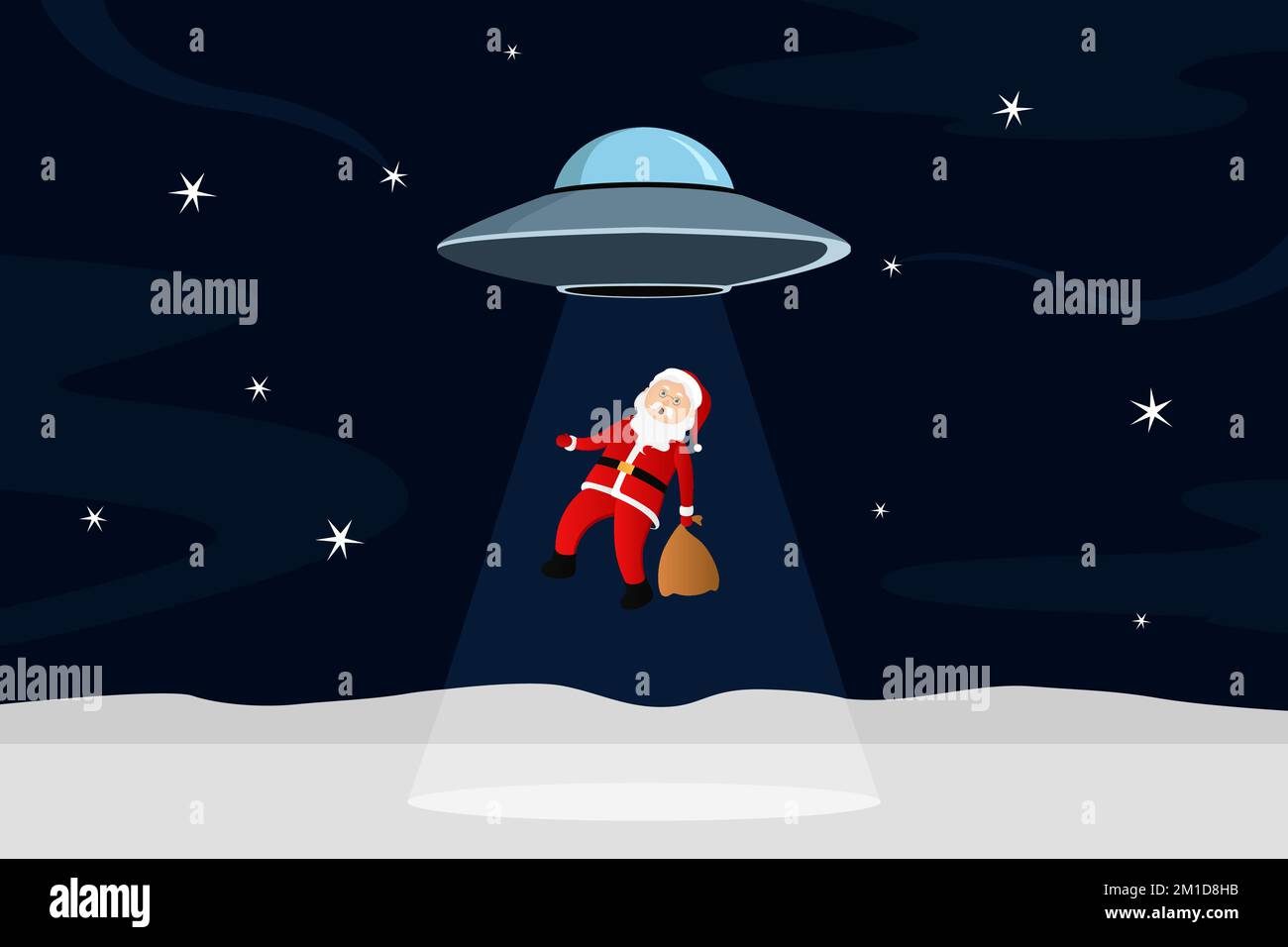 UFO abducting Santa Claus. Vector illustration Stock Vector Image & Art ...