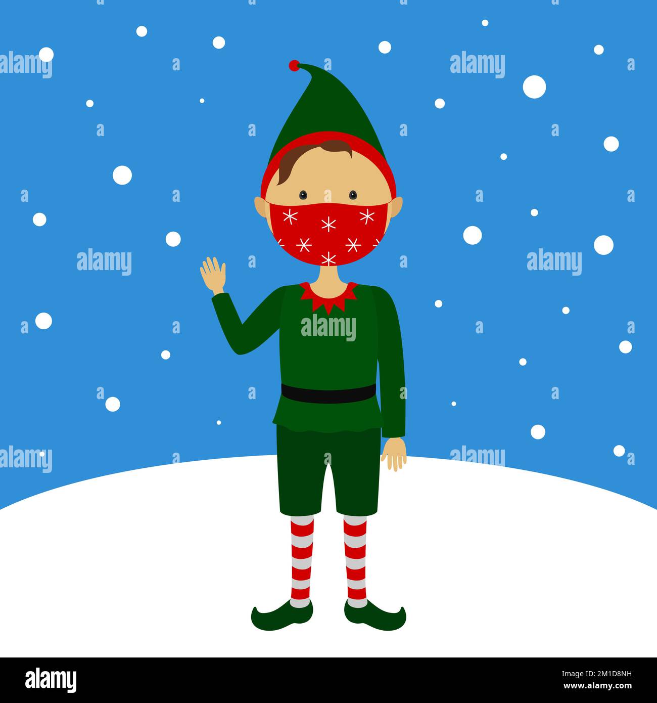 Christmas elf in face mask. Vector illustration Stock Vector Image ...