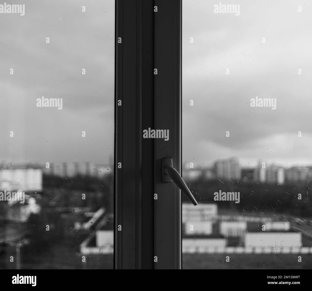 Wet with water drops and glass window at rainy, stormy. Concept of ...