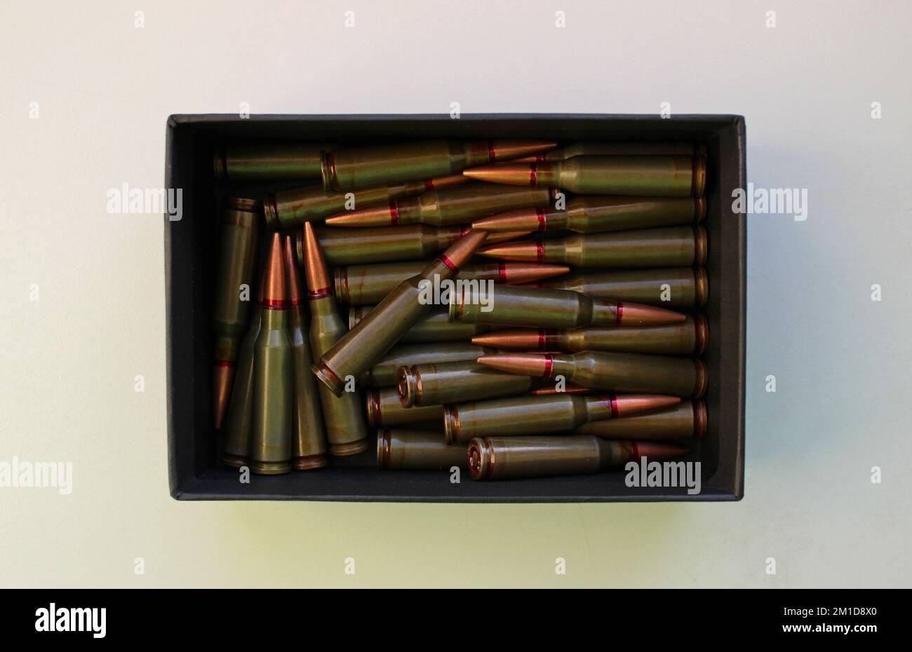 Unitary Cartridges For Assault Rifle In Cardboard Box Top View Stock ...