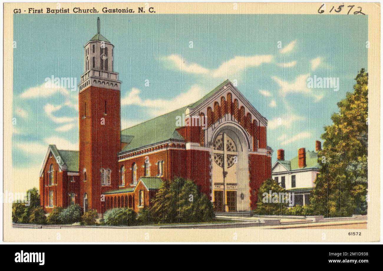 First Baptist Church, Gastonia, N. C. , Churches, Tichnor Brothers Collection, postcards of the ...