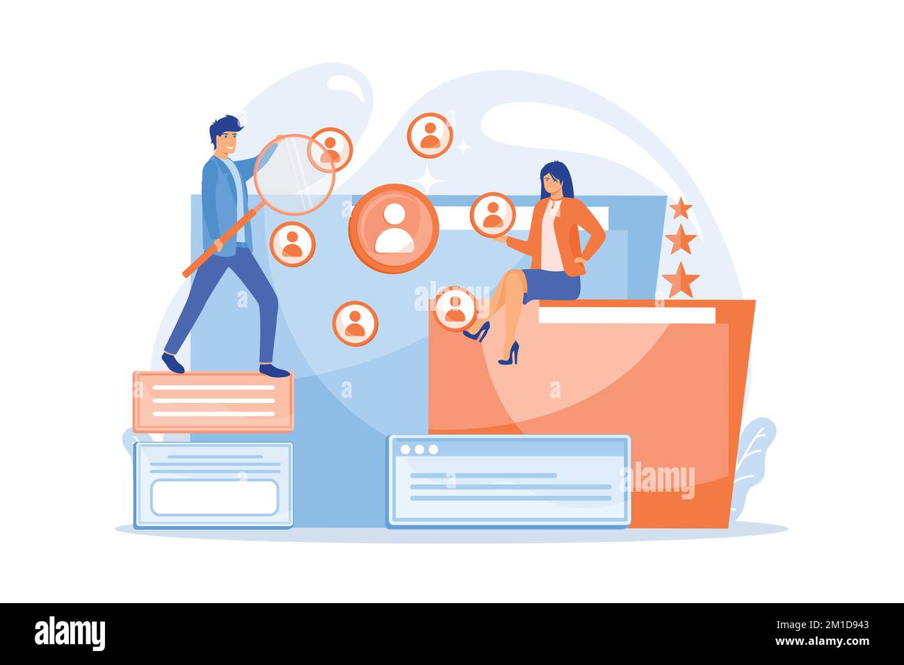 Human resourses managers doing professional staff research with ...