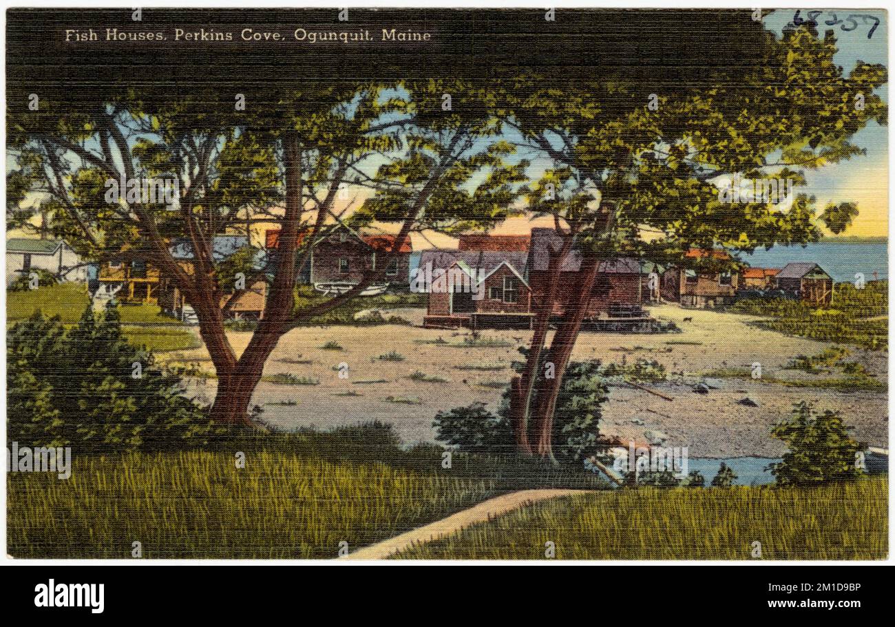 Fish houses, Perkins Cove, Ogunquit, Maine , Houses, Tichnor Brothers ...