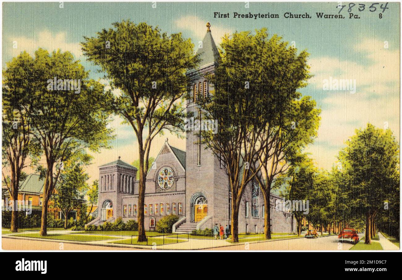 First Presbyterian Church, Warren, Pa. , Churches, Tichnor Brothers Collection, postcards of the ...