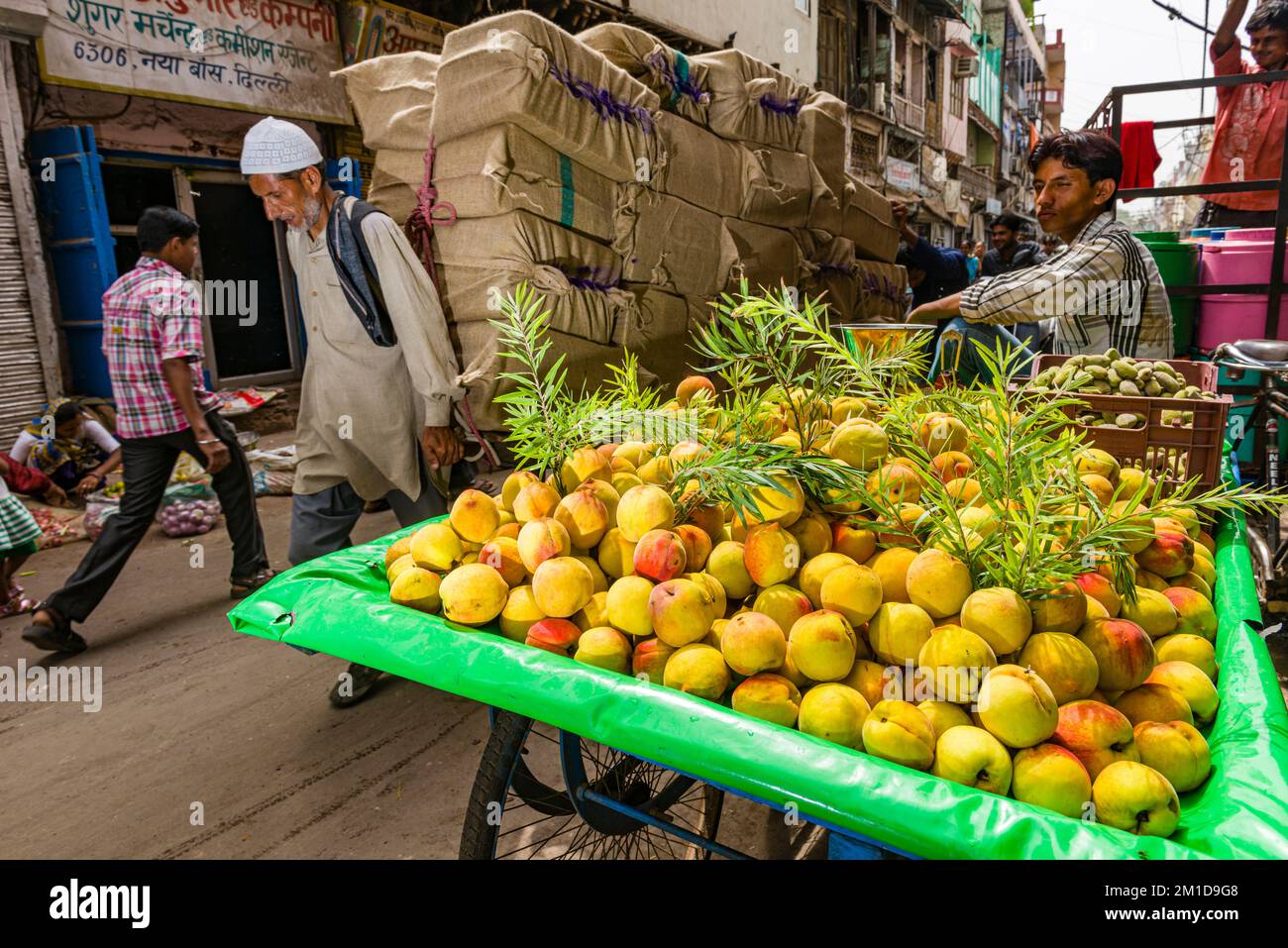 Goods and big loads get transported by human power on carts on Khari ...