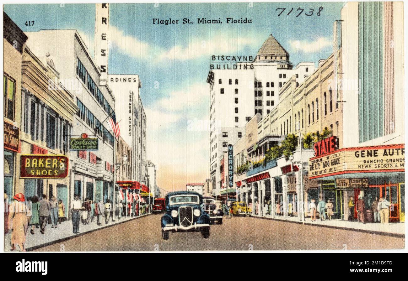 Flagler Street, Miami, Florida , Cities & towns, Tichnor Brothers ...