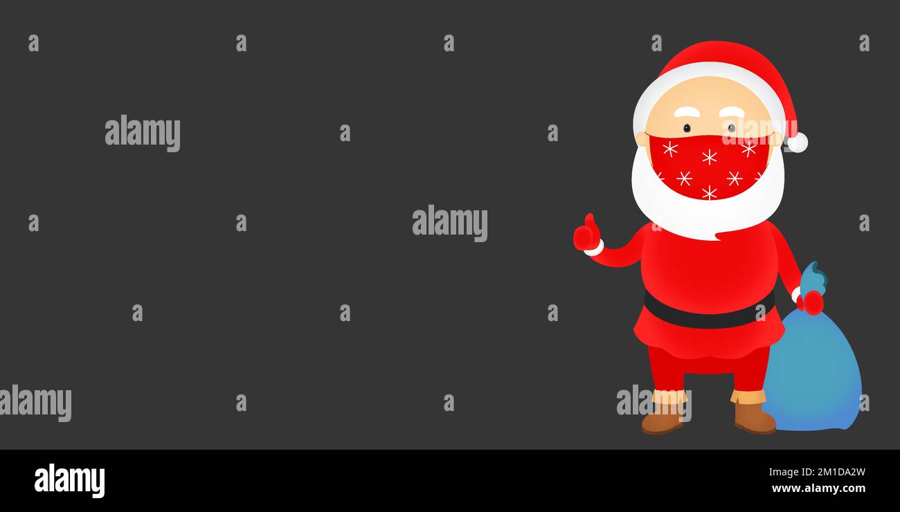 Conceptual New Year card. Santa Claus in face mask. Vector illustration ...