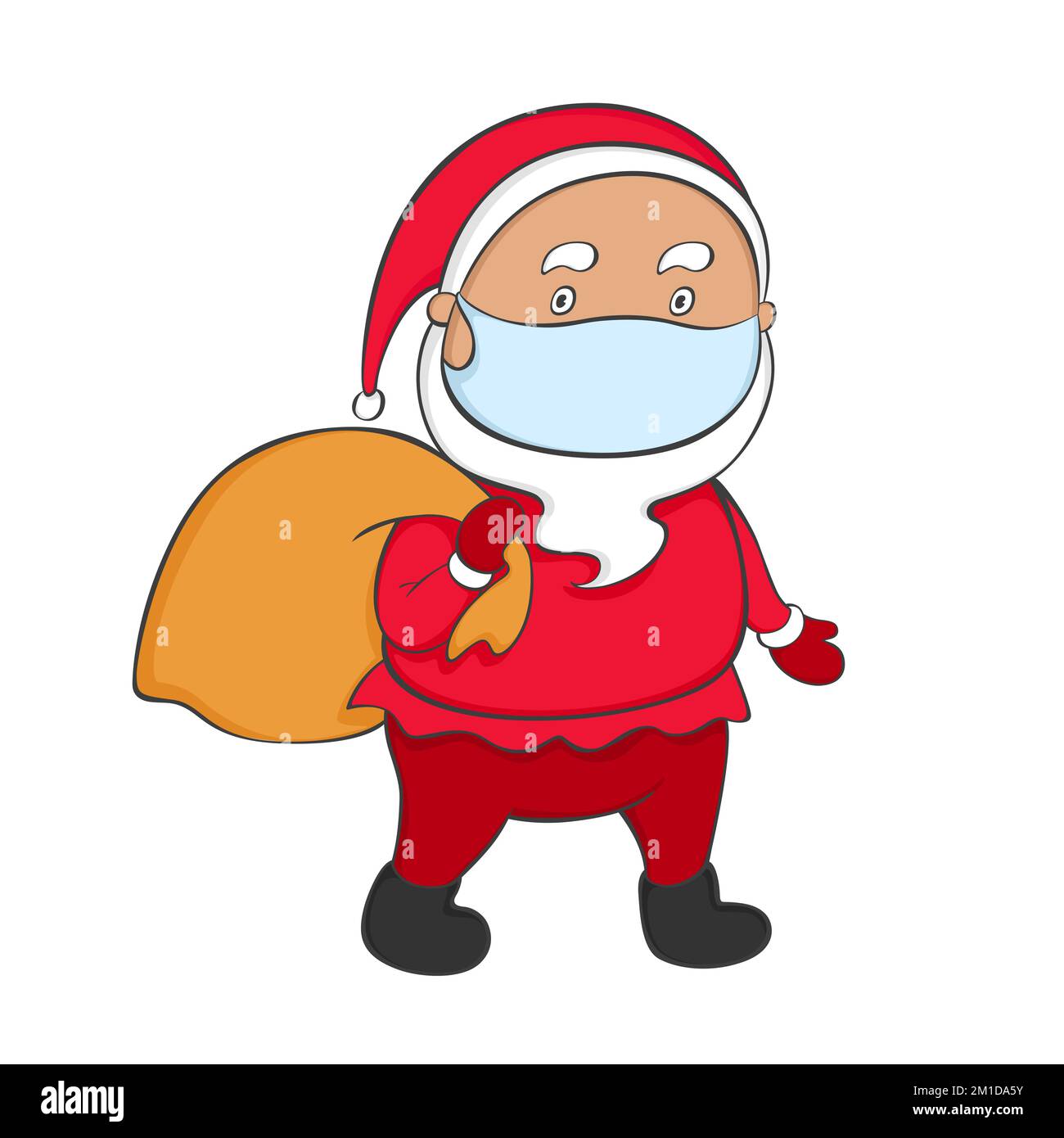 Santa Claus in medical mask. Pandemic 2020 Christmas. Vector ...