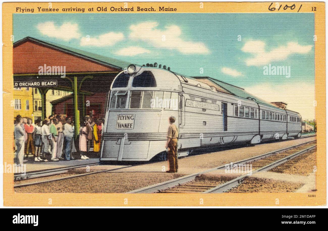Flying Yankee arriving at Old Orchard Beach, Maine , Railroad stations ...