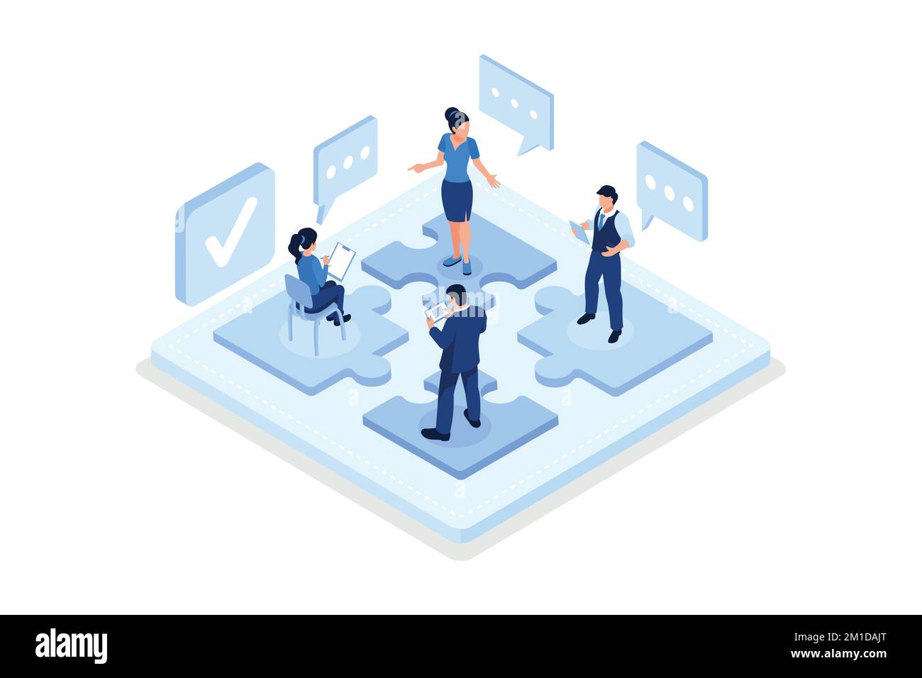 Teamwork concept with puzzle. Can use for web banner, infographics ...