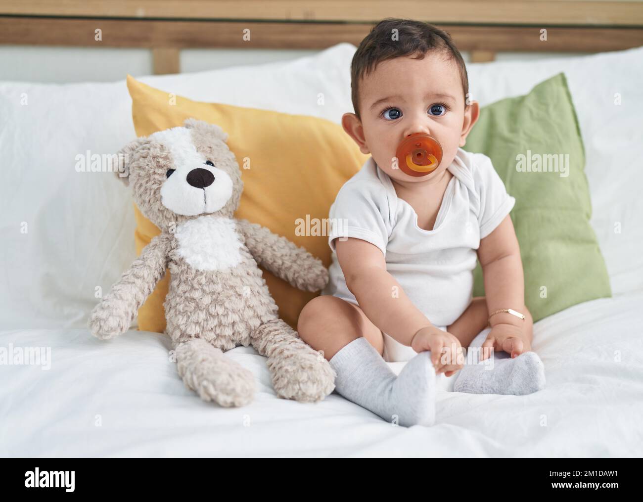 Hispanic toddler with pacifier hi-res stock photography and images - Alamy