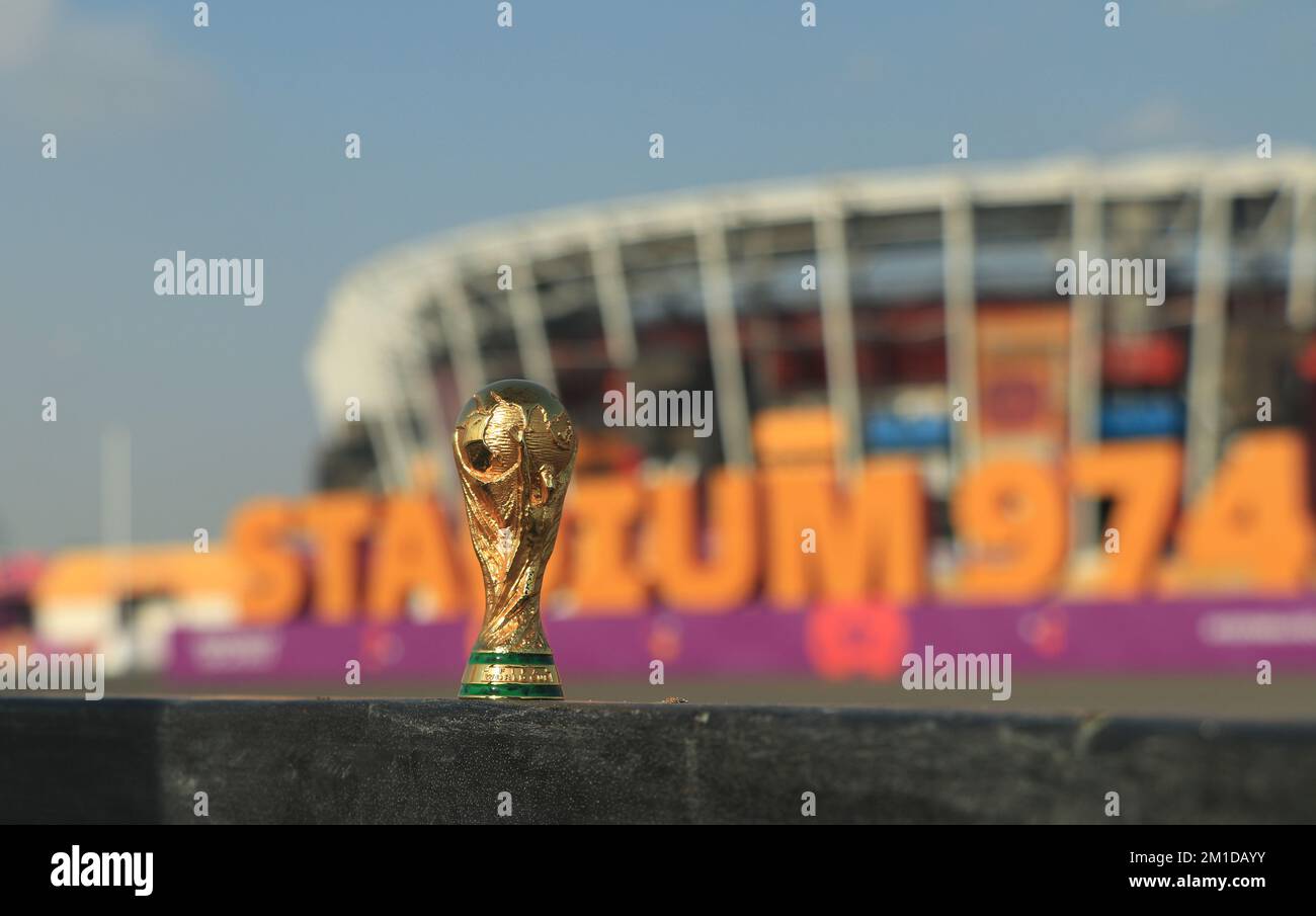 FIFA WORLD CUP 2022 TROPHY REPLICA IN DOHA-QATAR, STADIUM 974 IN ...