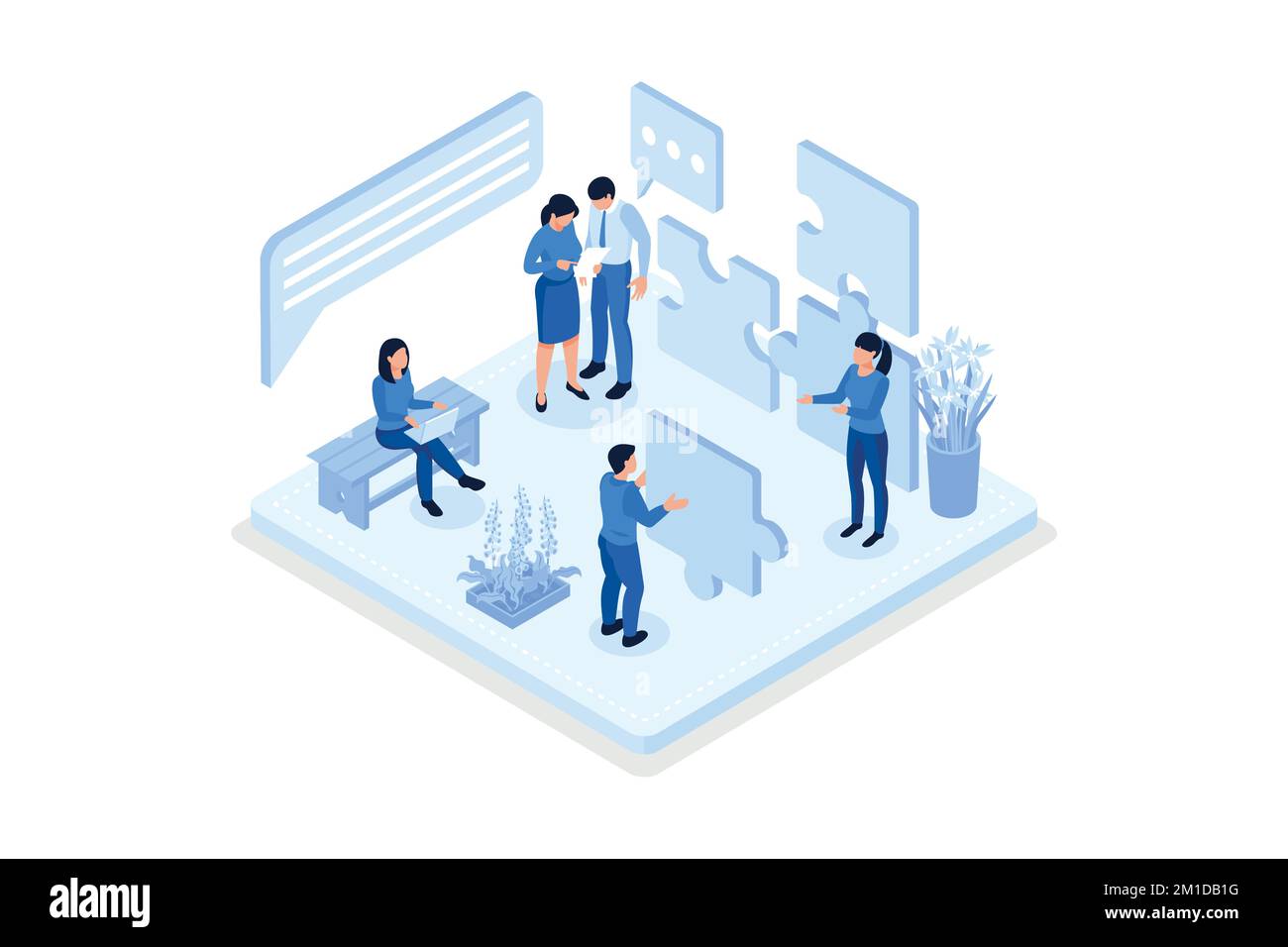 Teamwork success with puzzle concept. Can use for web banner ...