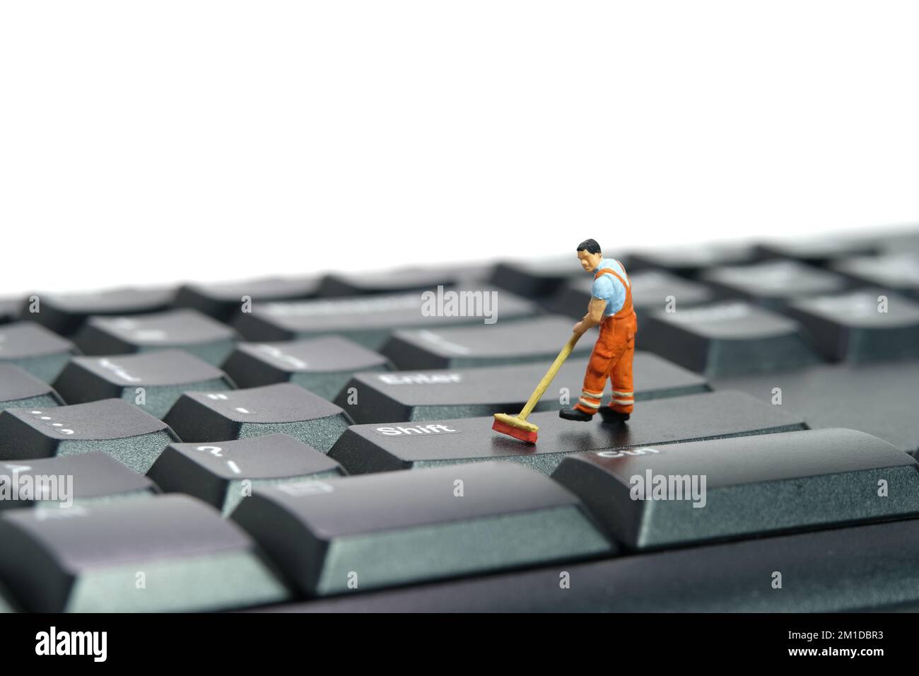 Miniature people toy figure photography. Sweeper workers cleaning ...