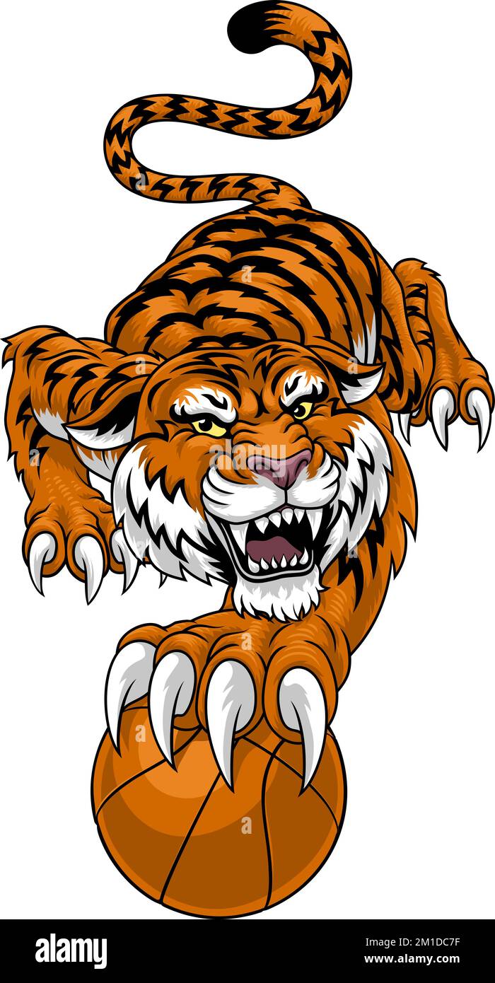 Tiger Basketball Ball Animal Sports Team Mascot Stock Vector Image ...
