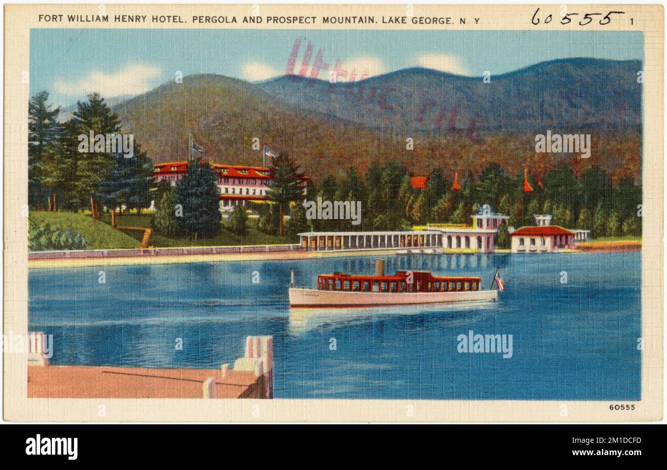 Fort William Henry Hotel. Pergola and Prospect Mountain, Lake George, N ...