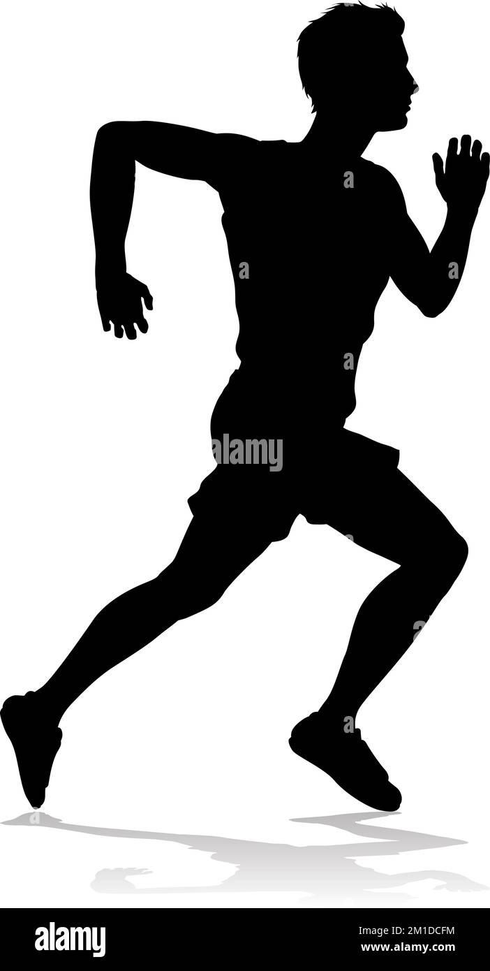 Silhouette Runner Man Sprinter or Jogger Person Stock Vector Image ...