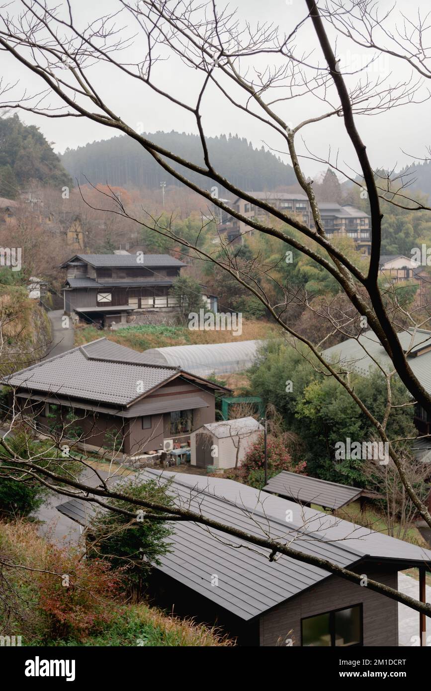 Japanese Hot spring town, Kurokawa onsen village at autumn in Kumamoto ...