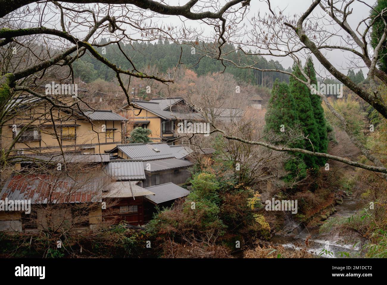 Japanese Hot spring town, Kurokawa onsen village at autumn in Kumamoto ...