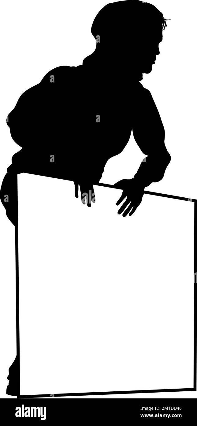 Protest Rally March Picket Sign Silhouette Person Stock Vector Image ...
