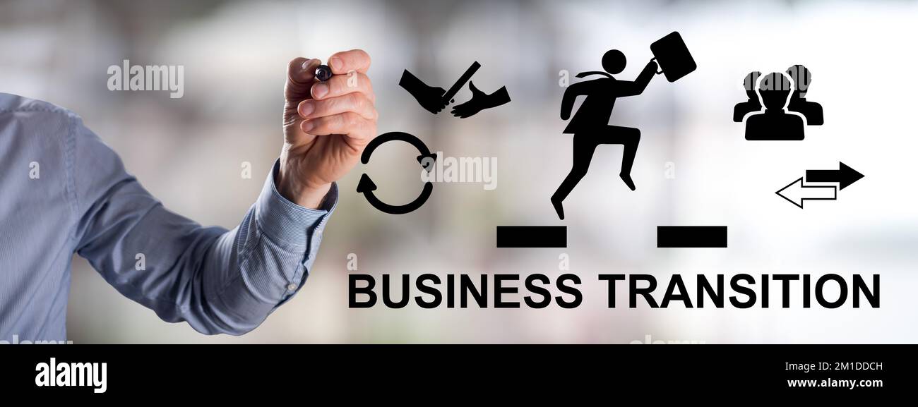 Man drawing a business transition concept Stock Photo - Alamy
