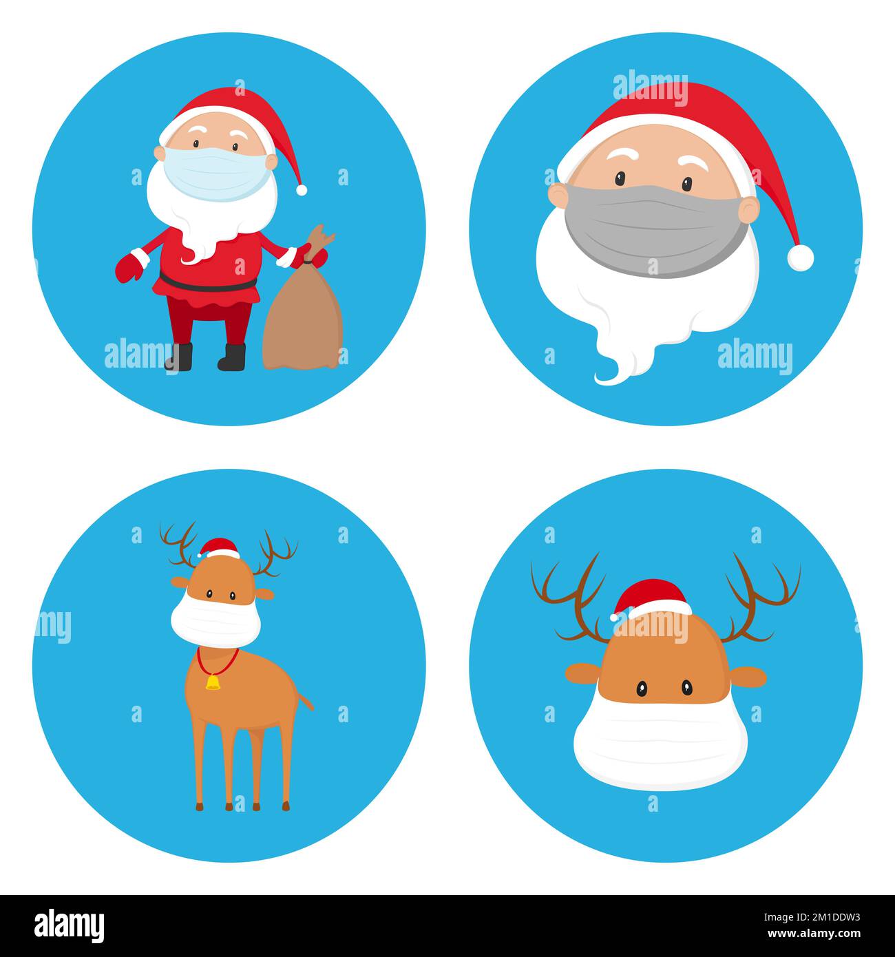 Set of Santa Claus and reindeer avatars. Vector icons Stock Vector ...