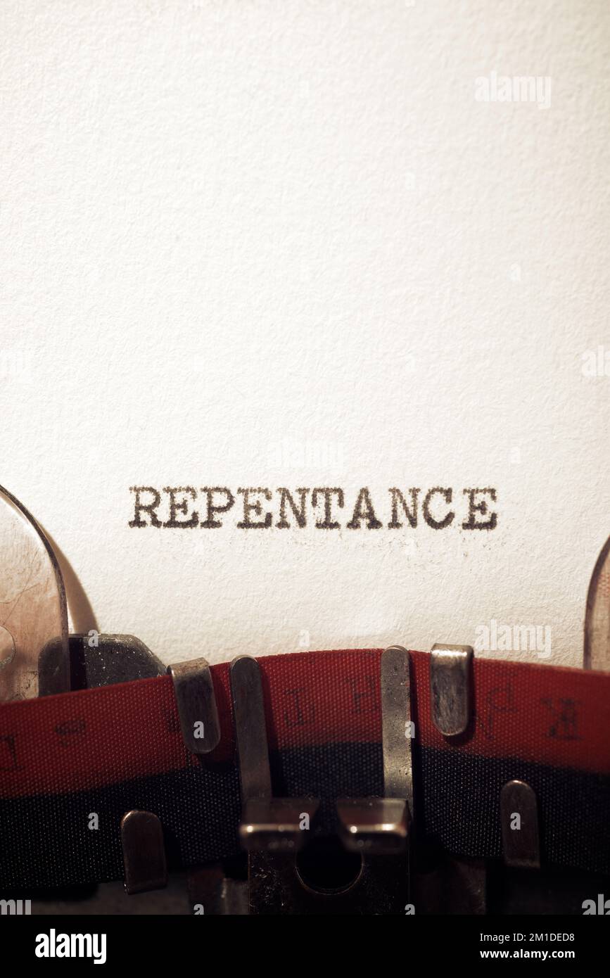 Repentance text written with a typewriter Stock Photo - Alamy