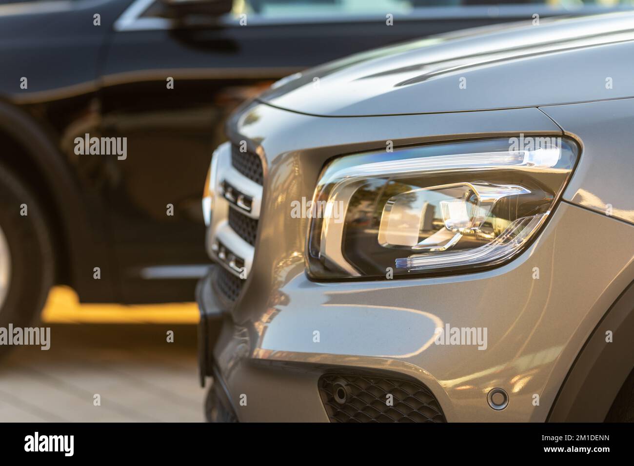 A closeup of Mercedes-benz car headlight Stock Photo - Alamy