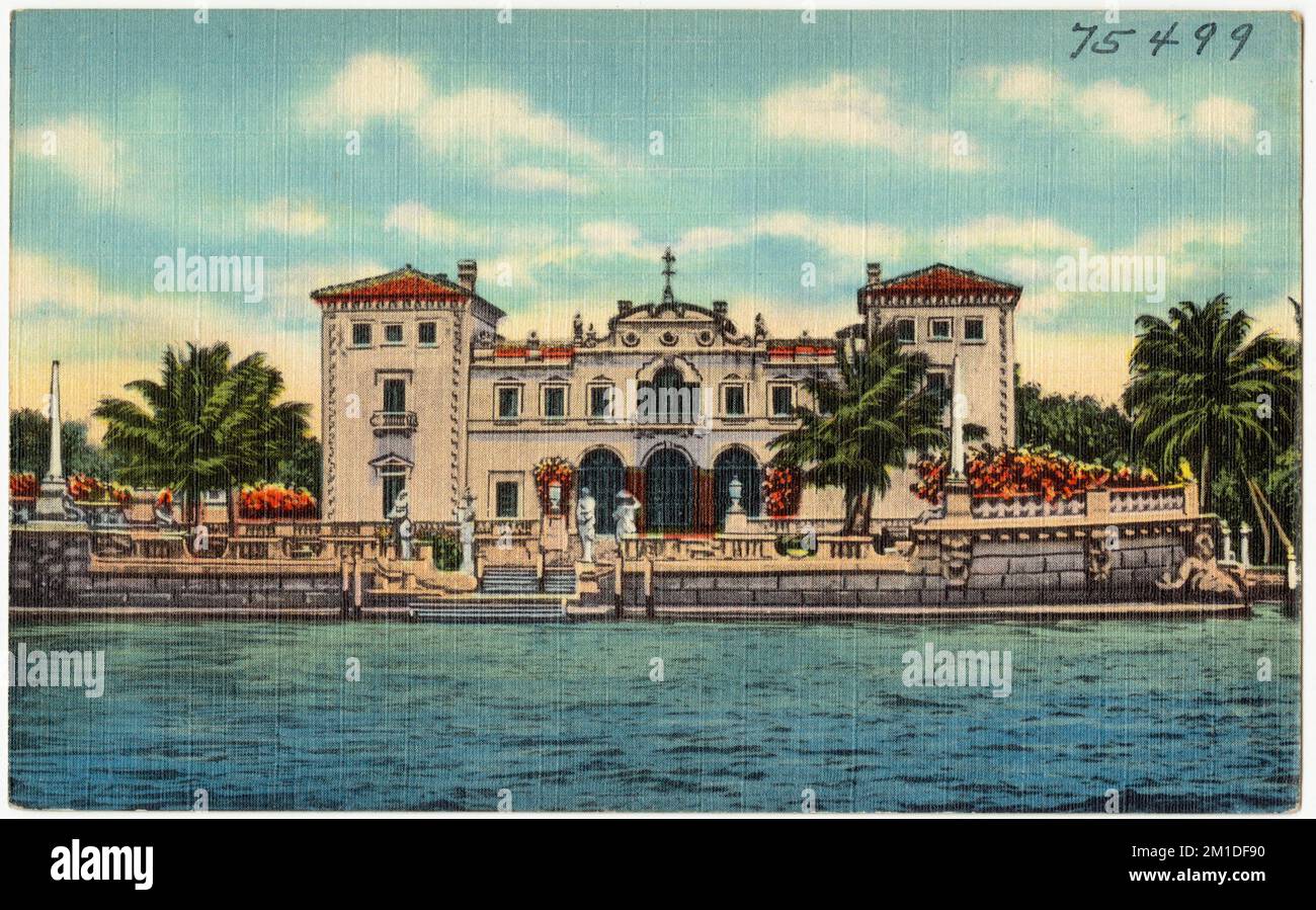 Front view of the late James Deering Home and Stone Barge forming part ...