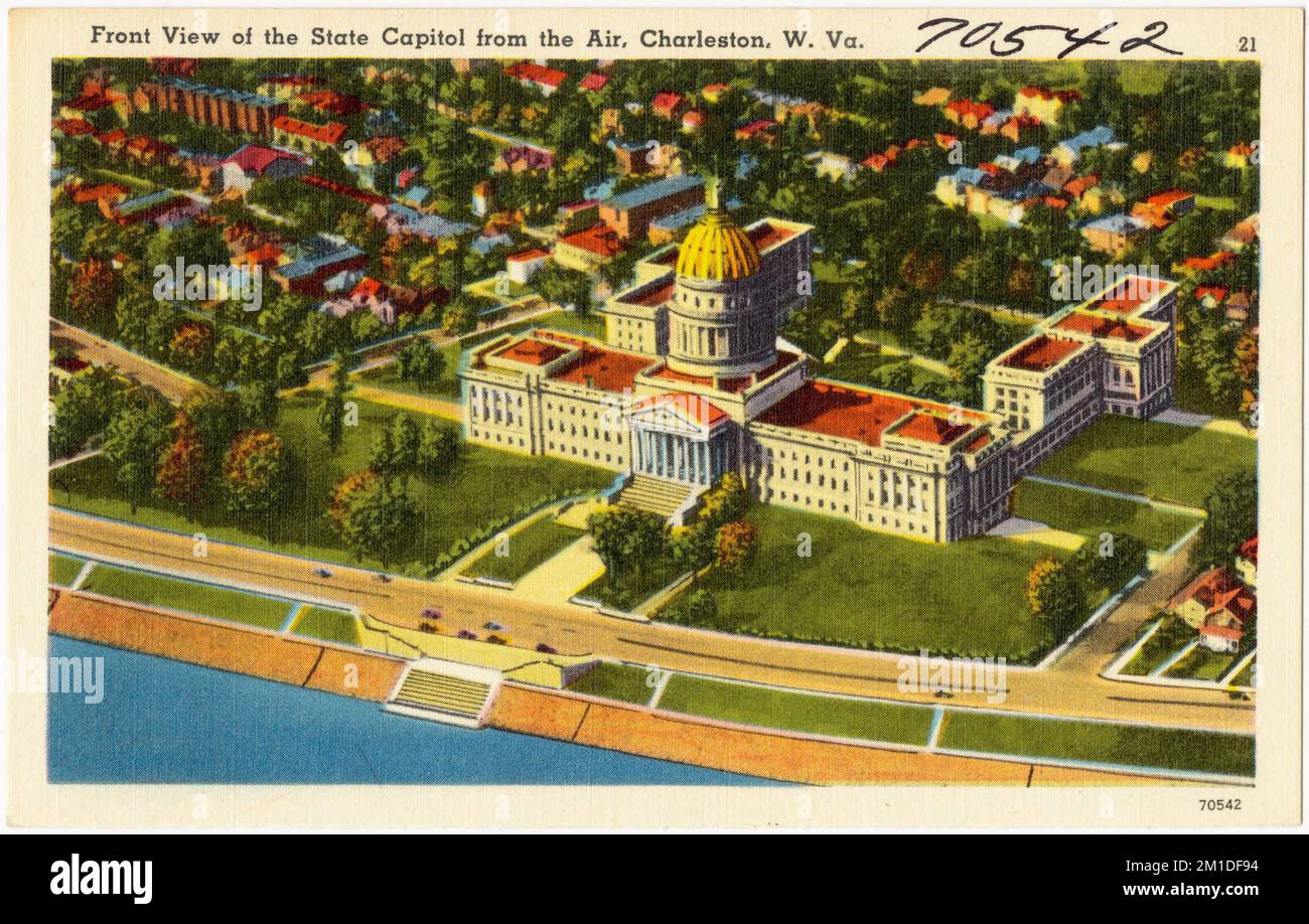 Front view of the State Capitol from the air, Charleston, W. Va ...