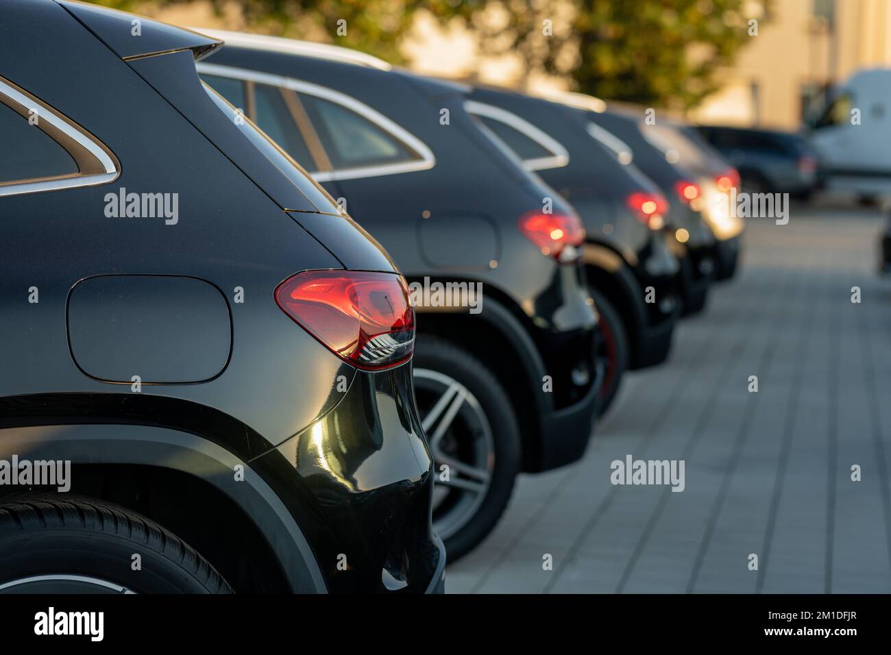 A back view of Porsche cayenne cars parked in row Stock Photo - Alamy