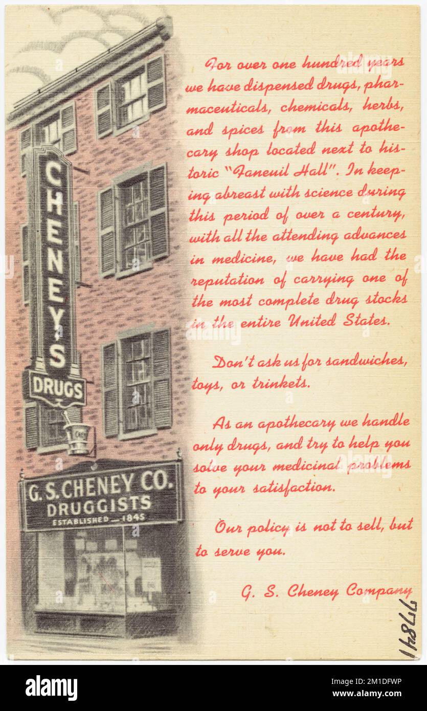 G. S. Cheney Co. Druggists , Drugstores, Tichnor Brothers Collection ...