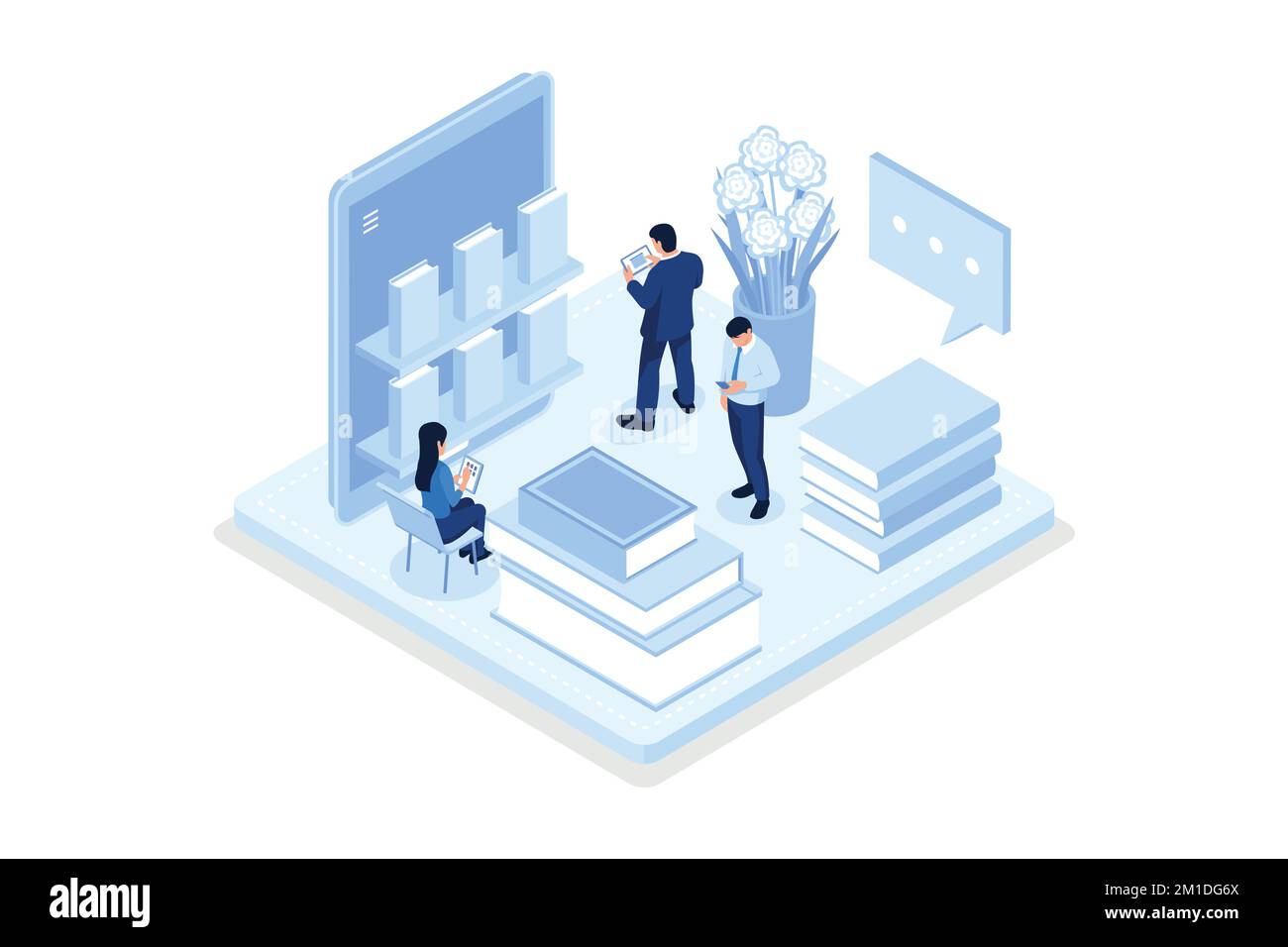 Student Characters Learning Online at Home. Character Reading Book in ...