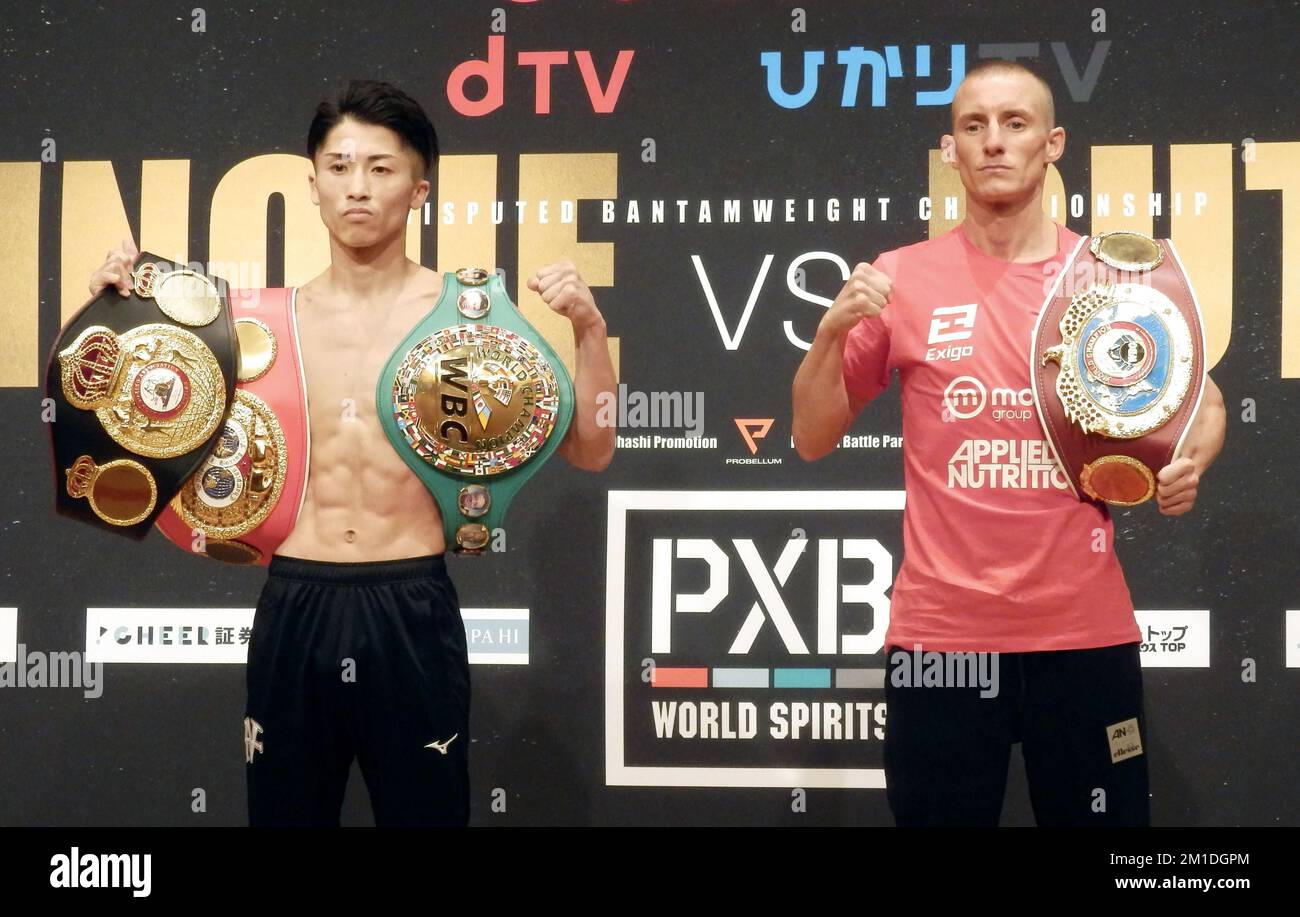 Japanese boxer Naoya Inoue (L) and Britain's Paul Butler pose with ...