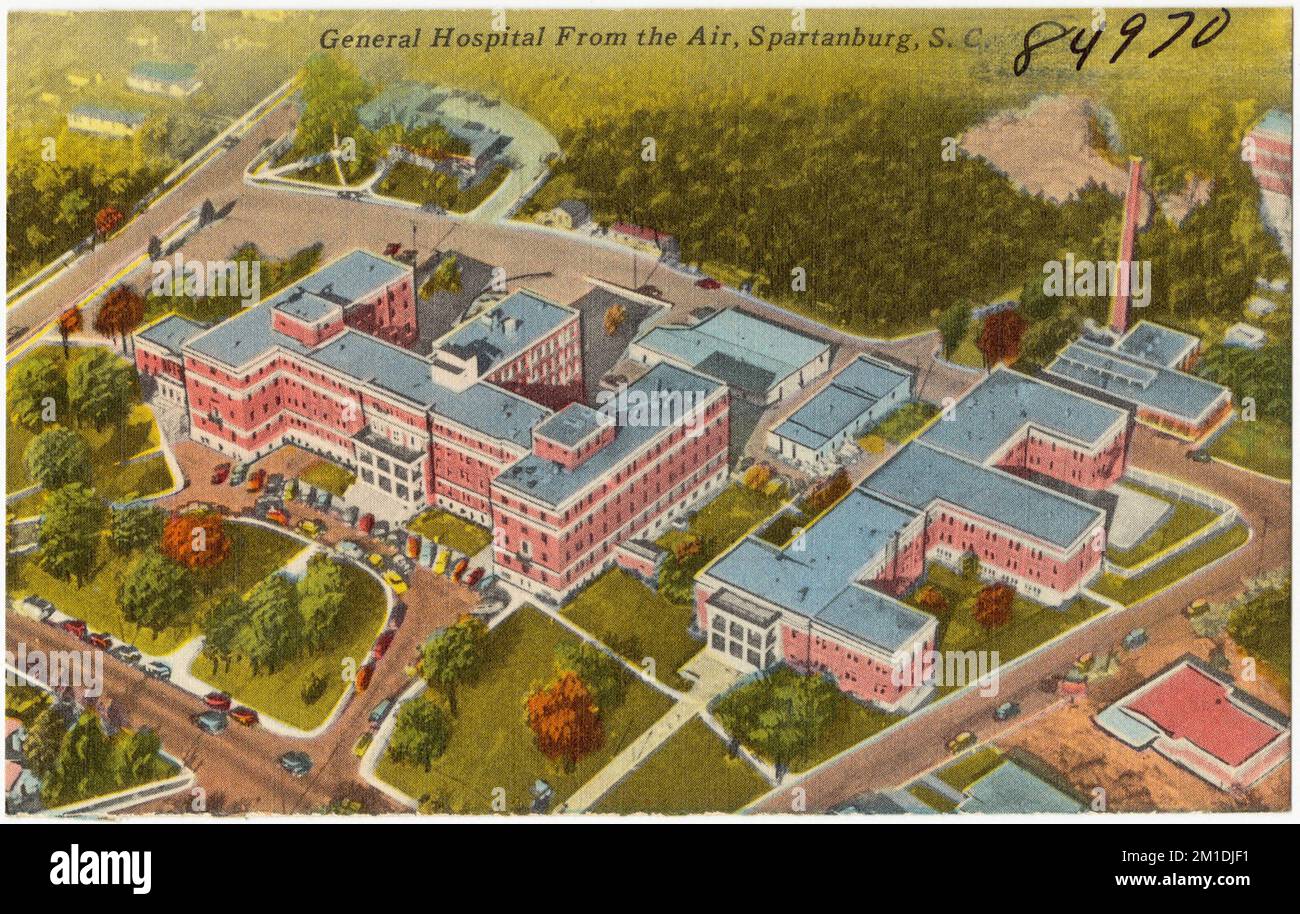 General Hospital from the air, Spartanburg, S. C. , Hospitals, Tichnor ...