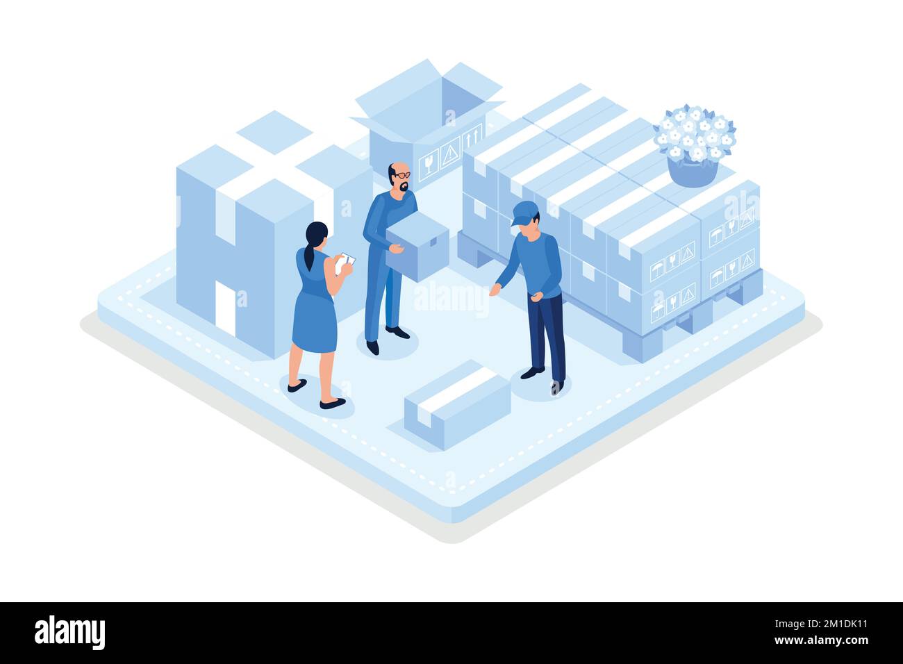 Ready for transportation carton boxes stack standing on floor ...