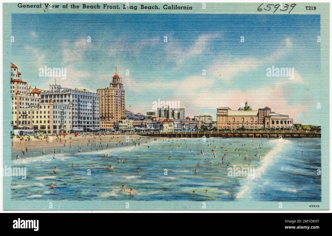 General view of the beach front, Long Beach, California , Beaches ...