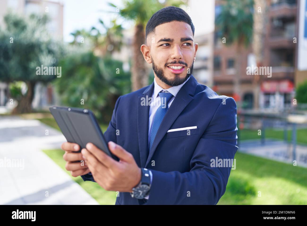Employee using touchpad green screen hi-res stock photography and ...