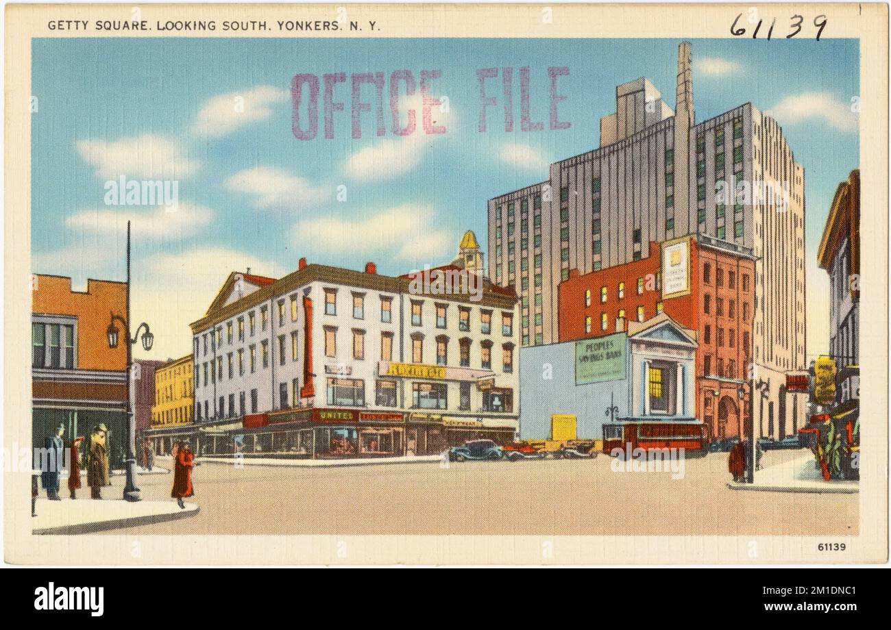 Getty Square, looking south, Yonkers, N. Y. , Cities & towns, Tichnor ...