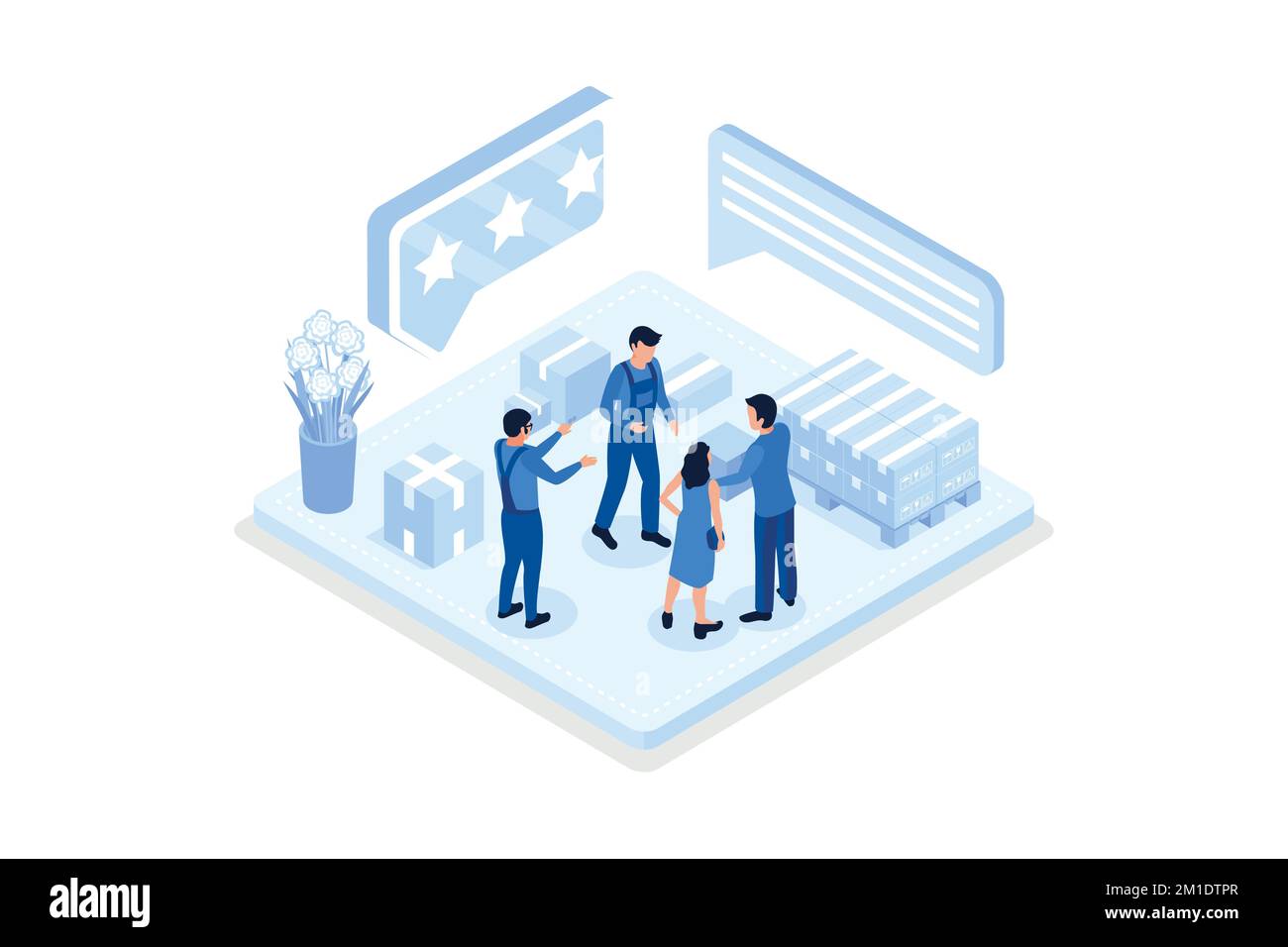 Worker giving parcel woman Stock Vector Images - Alamy