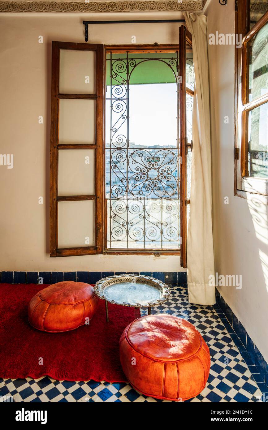 Traditional interior design of Moroccan rich house called riad with the ...