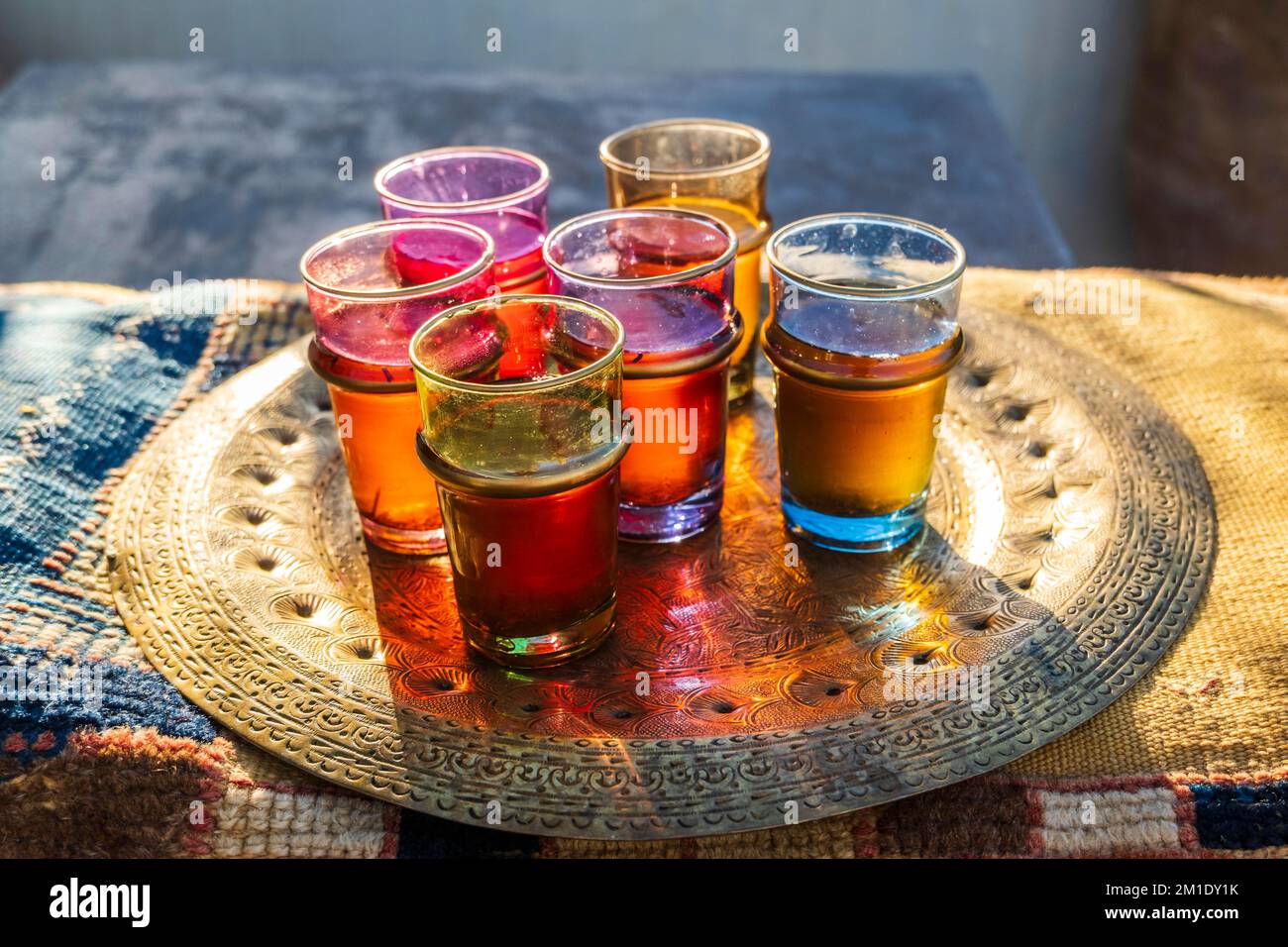 Delicious traditional mint tea served on the rooftop in historic ...