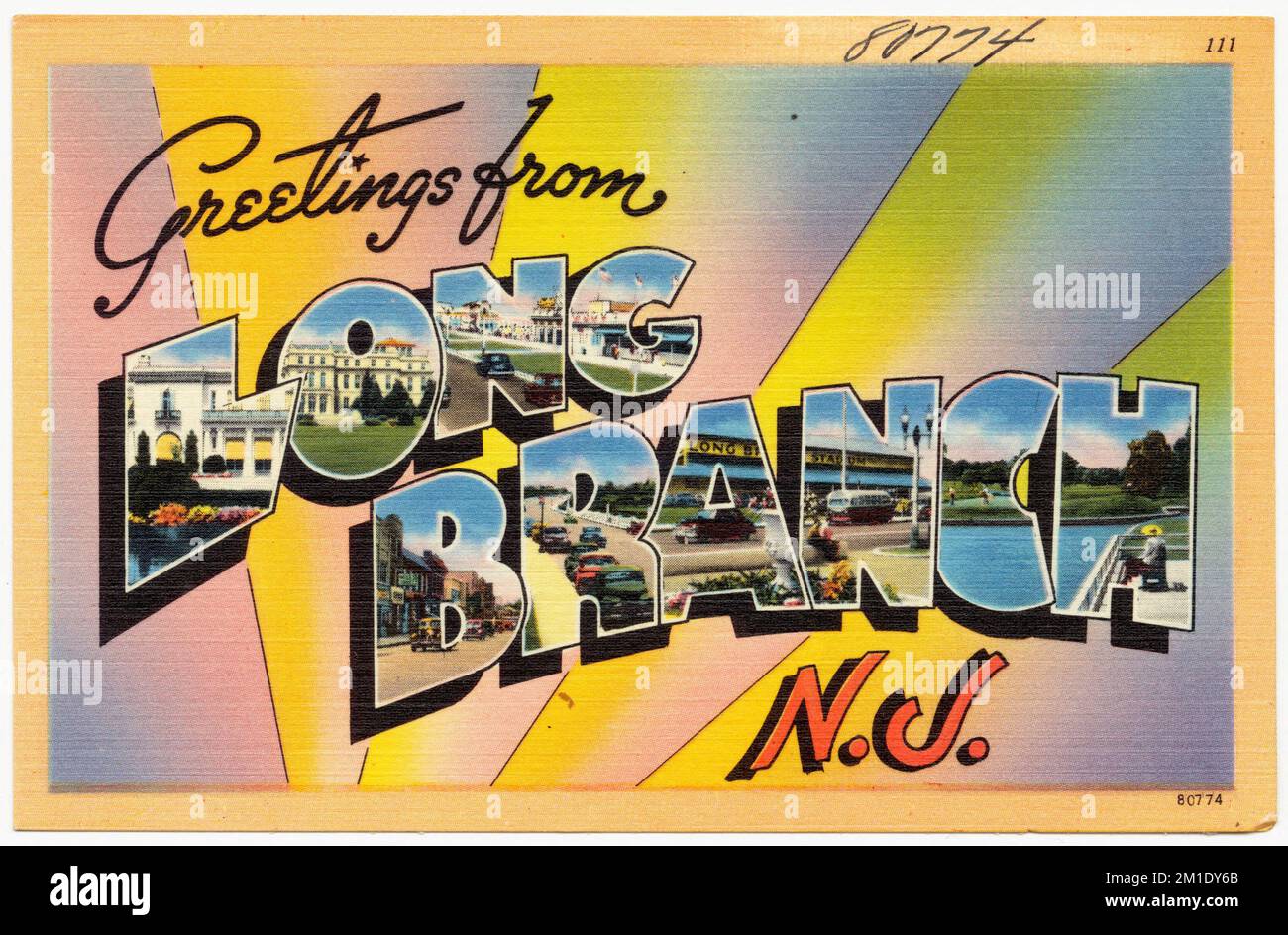 Greeting from Long Branch, N.J. , Cities & towns, Tichnor Brothers ...