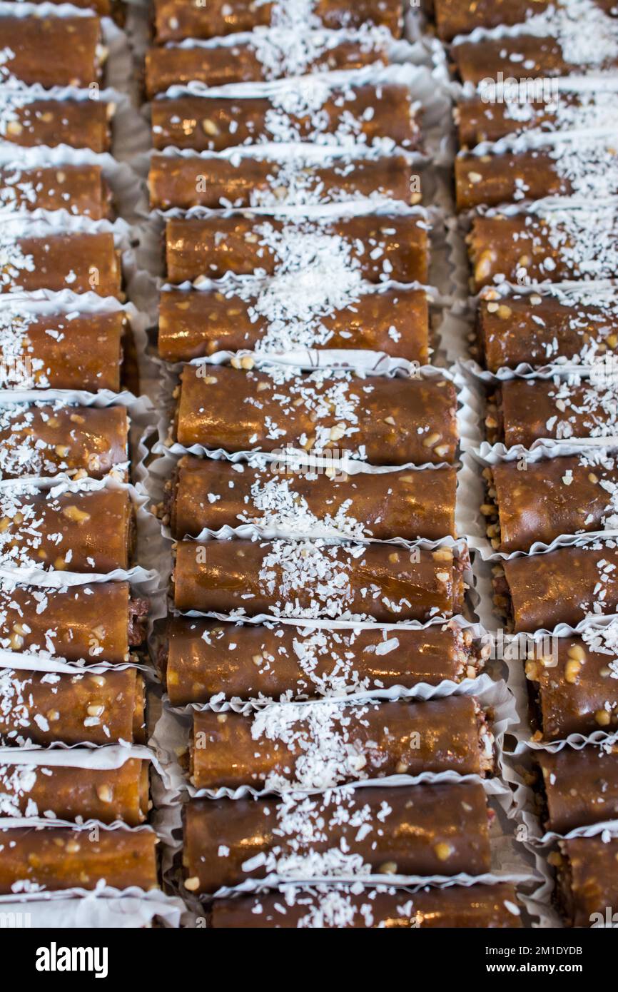 Turkish style fruit dried pulp as snack food Stock Photo - Alamy